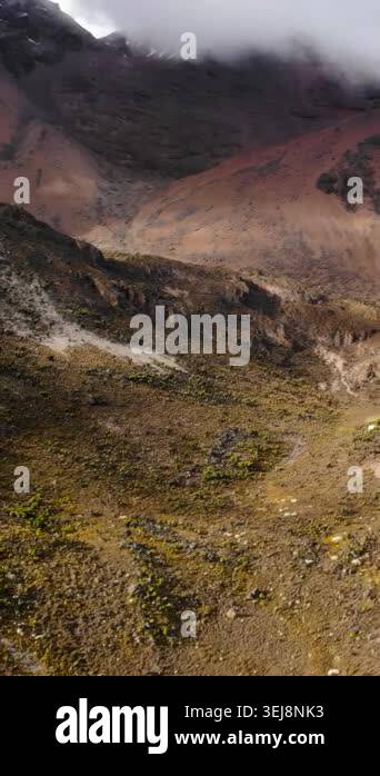 Sunlit Crater Cirque With Alpine Refuge, Photographer Scouting ...