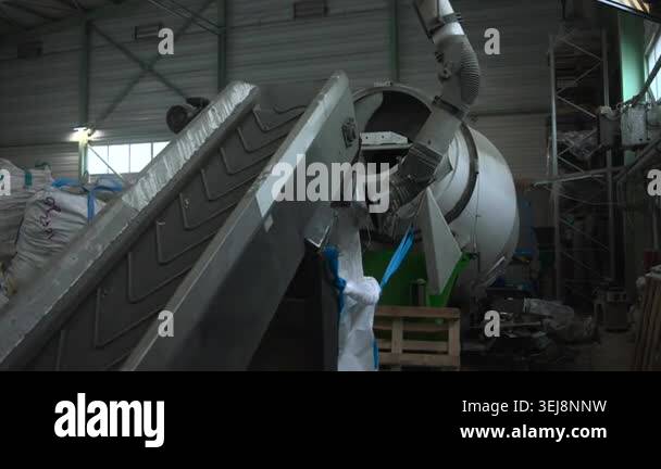Industrial Drum Machine Processing Bulk Recyclables With Angled ...