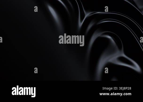 Abstract reflective ripples on black surface. Dark water waves. Satin ...