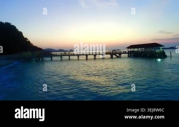 Jetty in Redang Island during blue hour in Malaysia Stock Video Footage ...