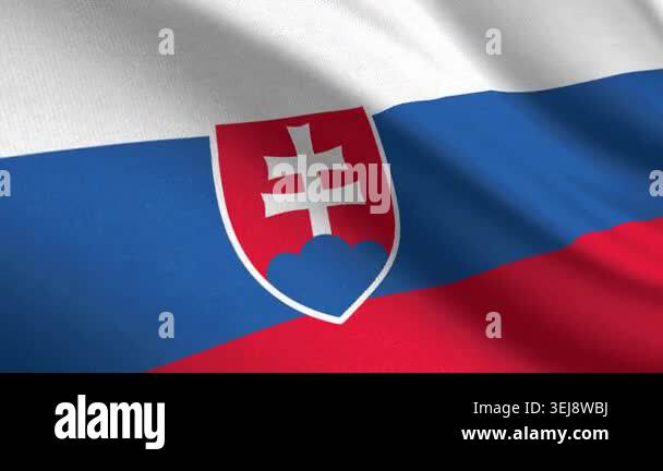 Seamless 3D video of the Slovakia flag fluttering in the wind looping ...