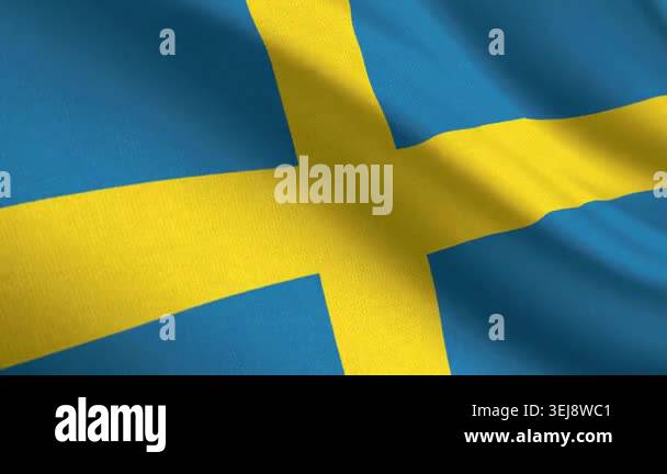 Seamless 3D video of the Sweden flag fluttering in the wind looping ...