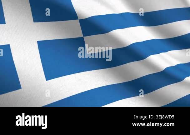 Seamless 3D video of the Greece flag fluttering in the wind looping ...