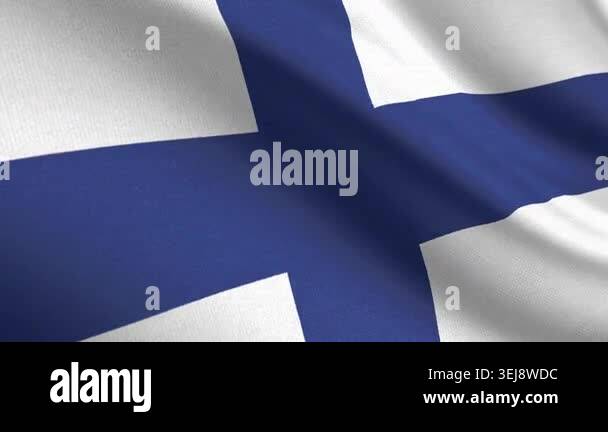 Seamless 3D video of the Finland flag fluttering in the wind looping ...