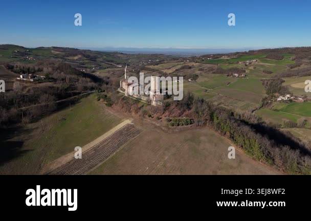 Monteventano Castle fortified complex and parish church stand on ...