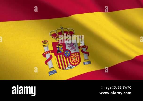 Seamless 3D video of the Spain flag fluttering in the wind looping ...