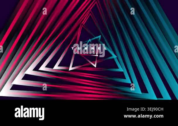 Abstract geometric neon tunnel animation with glowing pink and blue ...