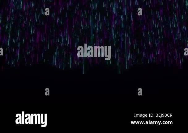 Abstract background of glowing cyan and purple digital rain falling ...