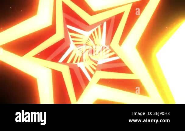Abstract glowing star tunnel rotating in a seamless infinite loop ...