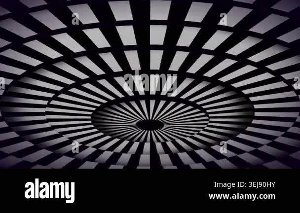 Abstract black and white optical illusion of hypnotic rotating ...