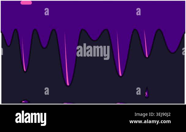 Cartoon 2D purple slime dripping transition animation, liquid gooey ...
