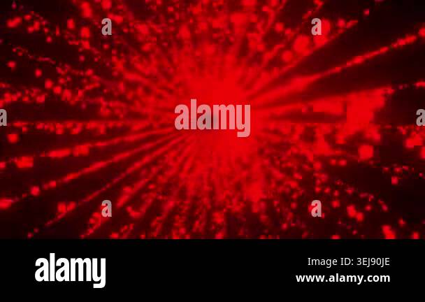 Abstract red particle tunnel loop, glowing dots radiating from a ...