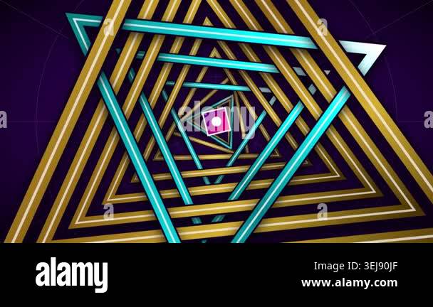 Abstract geometric background of rotating gold and cyan interlocking ...