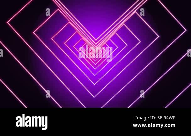 Glowing neon heart tunnel background, abstract pink and purple ...