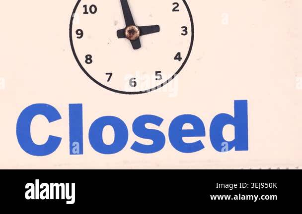 Closed sign with opening hours and message we will be back soon. High ...