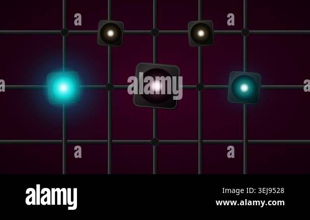 Modern abstract motion graphics of glowing colorful lights shifting on ...