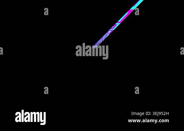 Neon pink and blue geometric patterned line fading into the distance ...