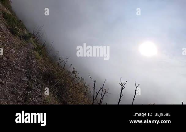 Atmospheric 2K hiking footage featuring rocky Mount Baldy trail ...