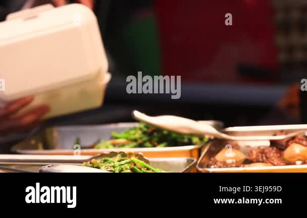 Street food takeaway packaging process portable meal for office ...