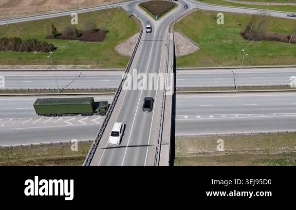 Drone View of Kurna Estonia Highway Roundabout and Traffic Flow Stock ...