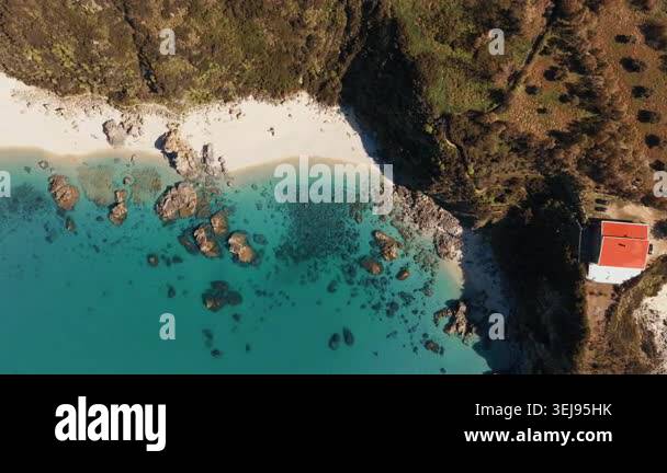 Aerial View of Hidden Tropical Beach Cove. High quality 4k footage ...