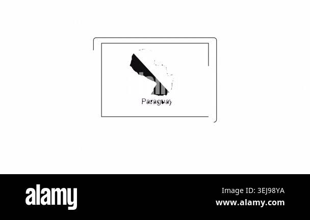 A simple line drawing of a laptop with the silhouette of Paraguay on ...