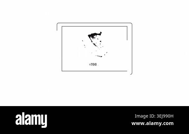 A simple line drawing of a laptop with the outline of Greece displayed ...