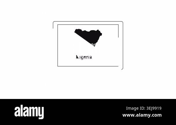 A simple line drawing of a laptop with the outline of Nigeria displayed ...