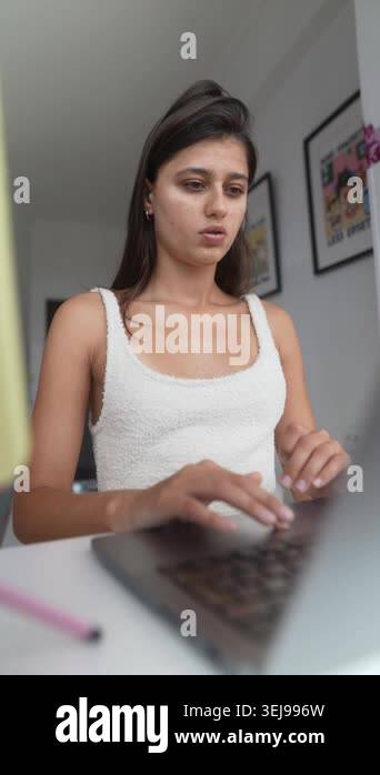 Closeup hands typing on laptop keyboard, energetic cadence, remote ...
