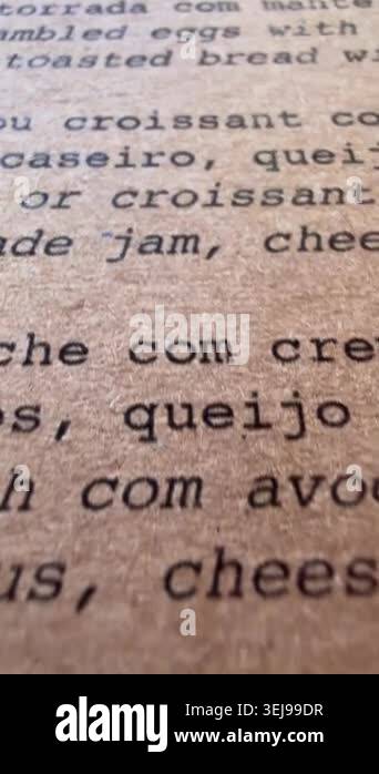 Macro textured menu listing gourmet items parmesan smoked cheese ...