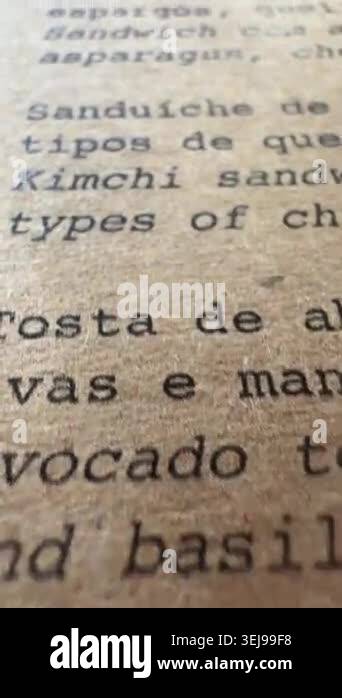 Closeup rustic menu typography on kraft paper, visible FOOD header and ...