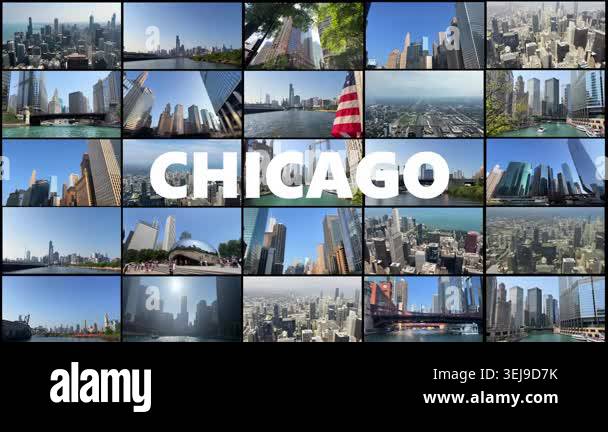 Chicago collage video featuring urban views of the skyline, river ...