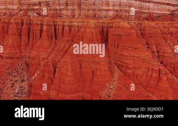 Close up of red sedimentary rock formations in Sierra Armantes ...