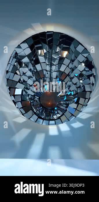 Circular Fragmented Mirror Installation on White Interior Wall ...