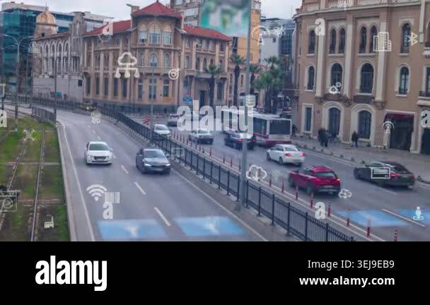 Smart city and communication network concept. Digital transformation ...