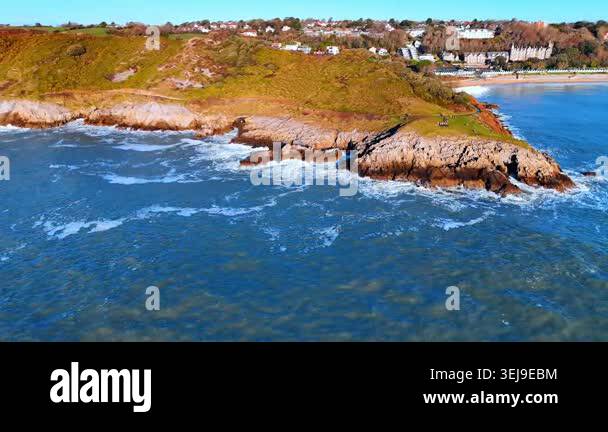Aerial View of Jagged Rock Formations and Surf on Welsh Coast. Folded ...