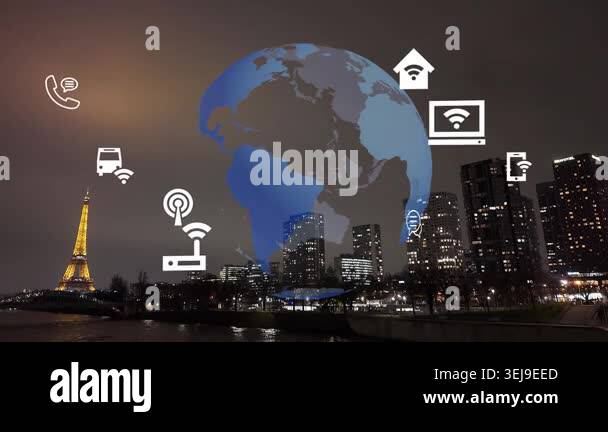 Smart city and communication network concept. Digital transformation ...