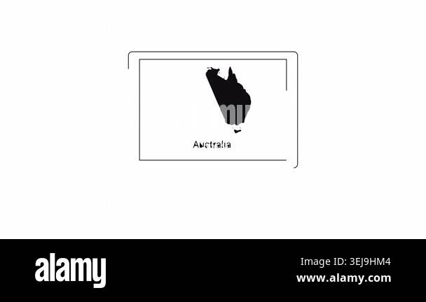 A simple line drawing of a laptop with the silhouette of Australia ...