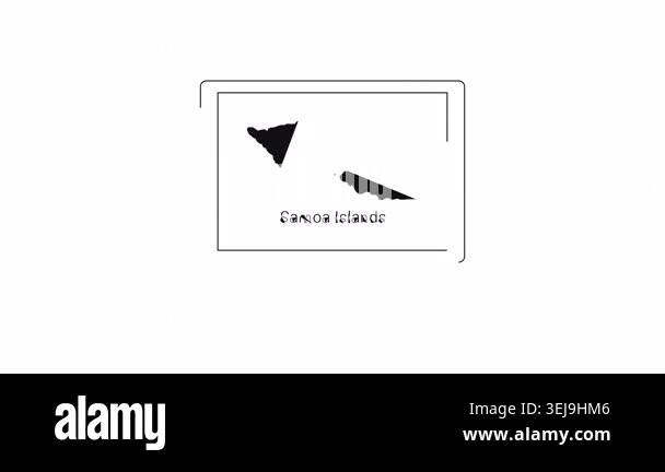 A minimalist line drawing of a laptop with the outline map of Samoa ...