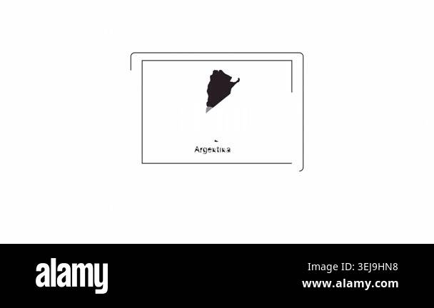 A simple line drawing of a laptop with the silhouette of Argentina on ...