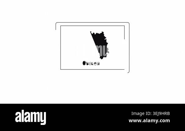 A simple line drawing of a laptop with the silhouette of Guinea on its ...