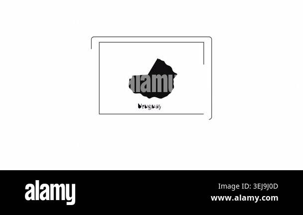 A simple line drawing of a laptop with the silhouette of Uruguay on its ...