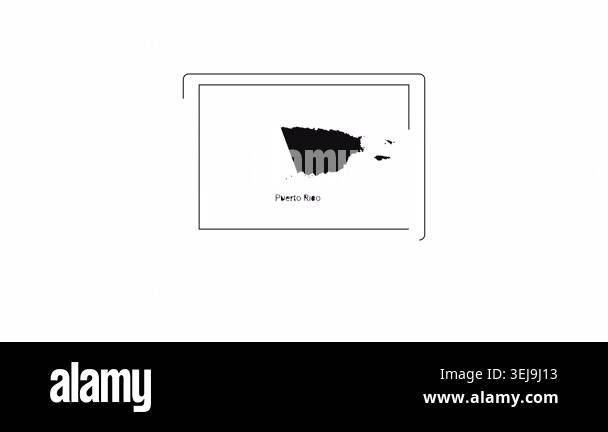 A simple line drawing of a laptop with the silhouette of Puerto Rico on ...