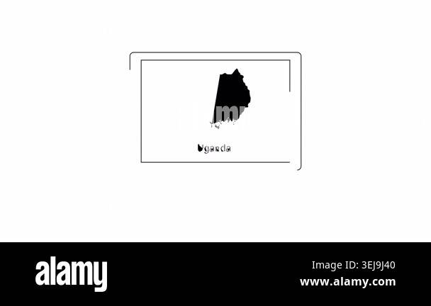 A simple line drawing of a laptop with the silhouette of Uganda ...