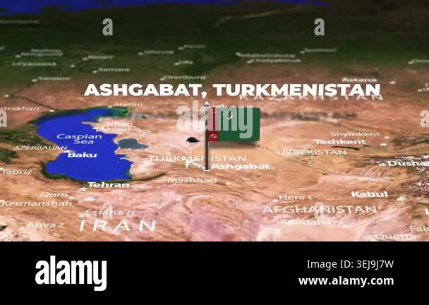 Flight From Ashgabat Turkmenistan to Moscow RUSSIA with flag pins Stock ...
