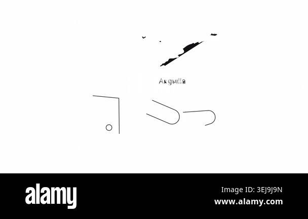 A minimalist graphic featuring the map of Anguilla above an open hand ...