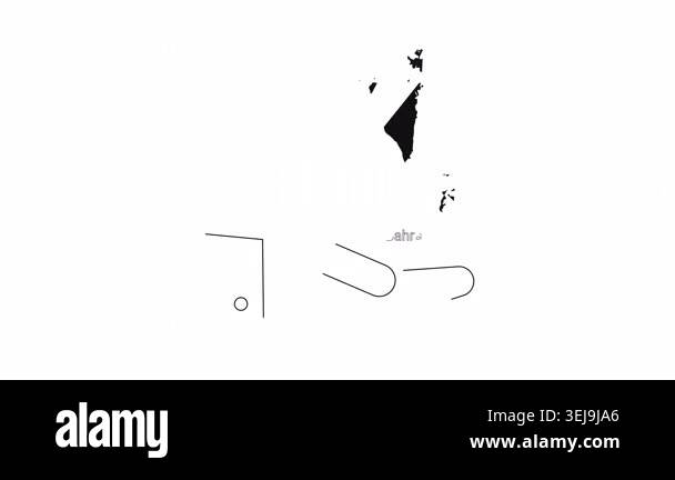 A minimalist illustration showing the map of Bahrain presented on an ...
