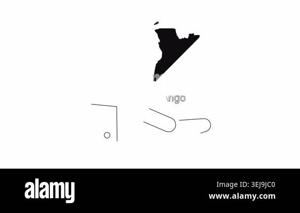 A minimalist graphic featuring the silhouette of Angola and a handshake ...