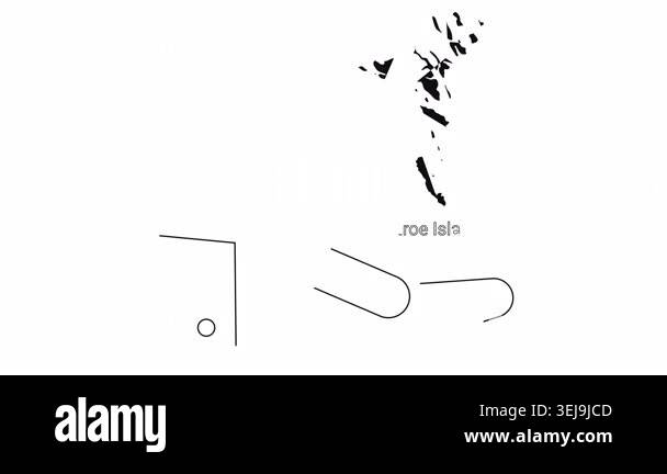 A simple line drawing shows a hand holding the map of the Faroe Islands ...
