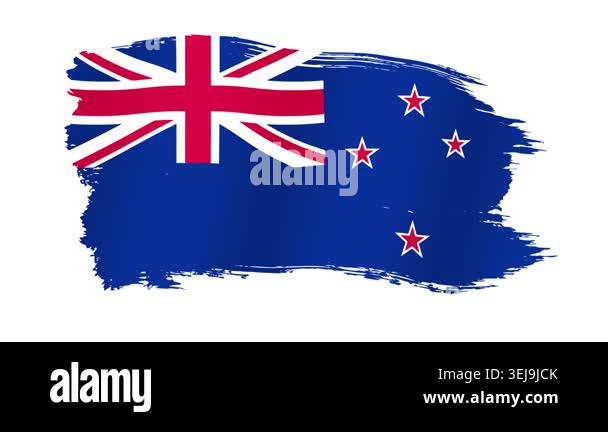 National Flag of New Zealand from brush in stop motion effect. Draw ...
